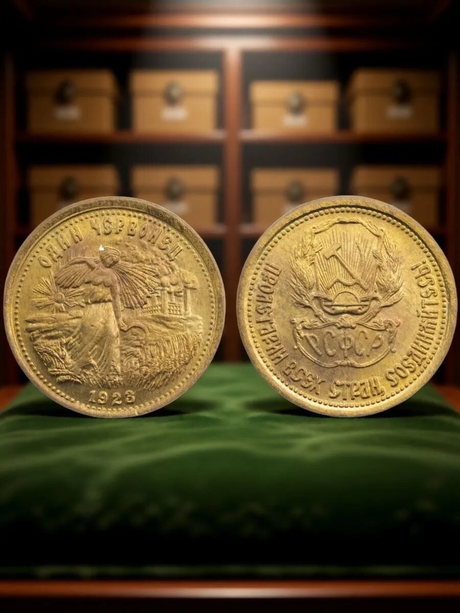 Один червонец 1923 года РСФСР. Жница. Крестьянка. Девушка