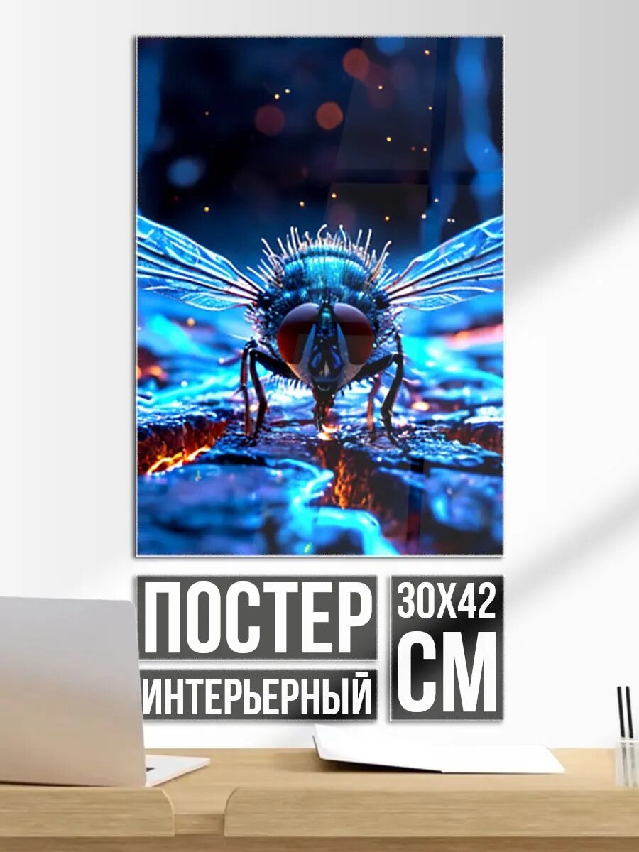 Постер на стену Муха на потрескавшейся земле