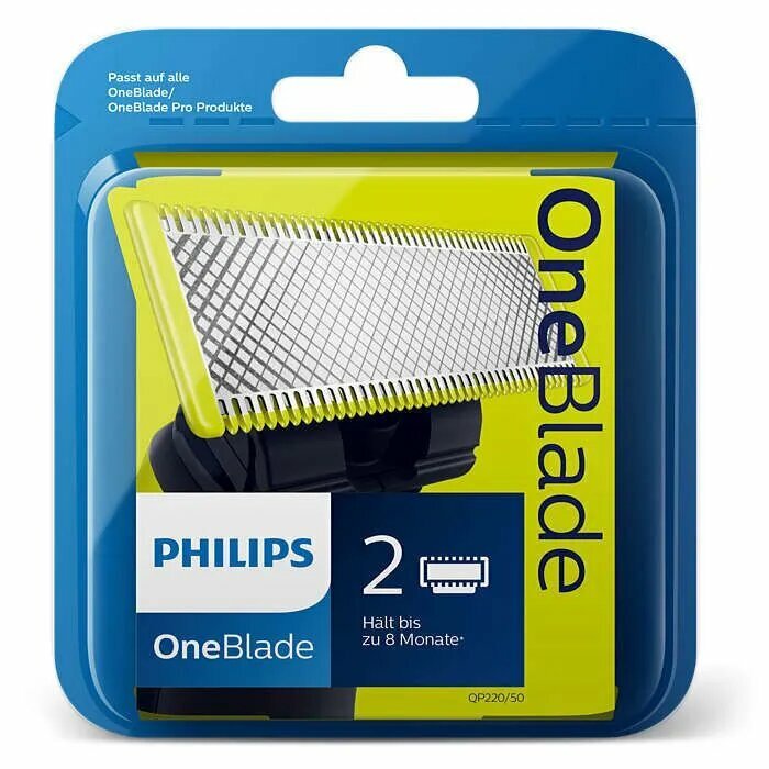 Сменные лезвия (головки) Philips QP220/80 для OneBlade и OneBlade Pro, по одному лезвию в упаковке