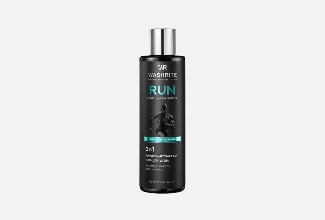 WASHRITE RUN, tobacco, ginger & spicy notes Парфюмированный гель для душа 3в1 250 мл