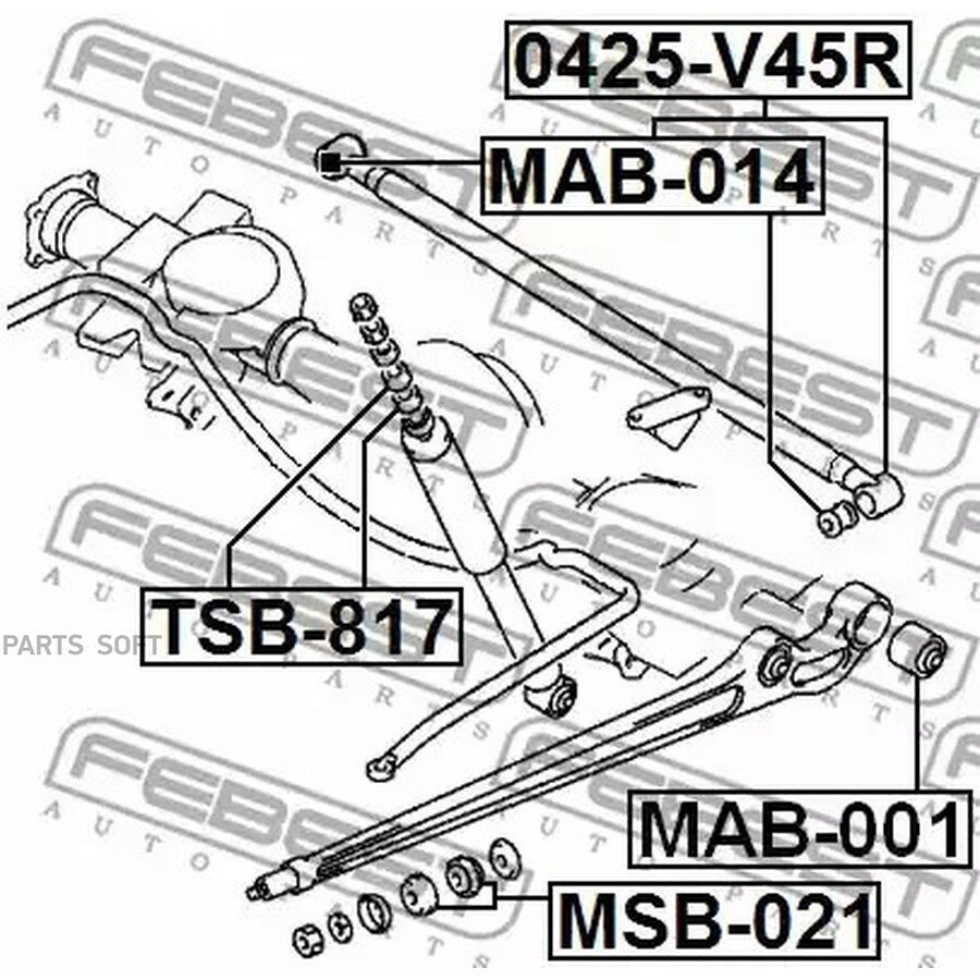 FEBEST 0425V45R Тяга MITSUBISHI PAJERO V20-50# 1990.10-1999.11 задн. поперечн.