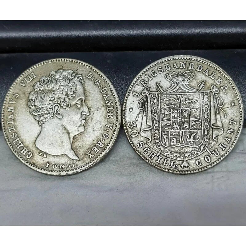 Дания, 1844 г, 1 Rigsbankdaler/30 шриллинговая валюта-Кристиан VIII, серебряная копия монеты