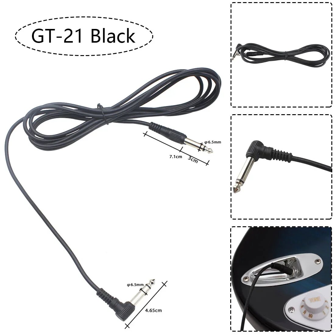 Гитарный кабель IRIN 3 м 6,35 мм Черный, GT-21 Black