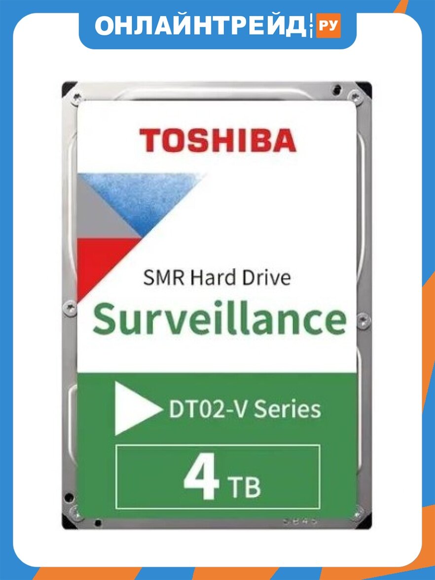 Жесткий диск Toshiba 3.5" DT02-V 4ТБ, SATA 6.0 Gbit/s, 128 Mb, 5400 rpm SMR (DT02ABA400V)