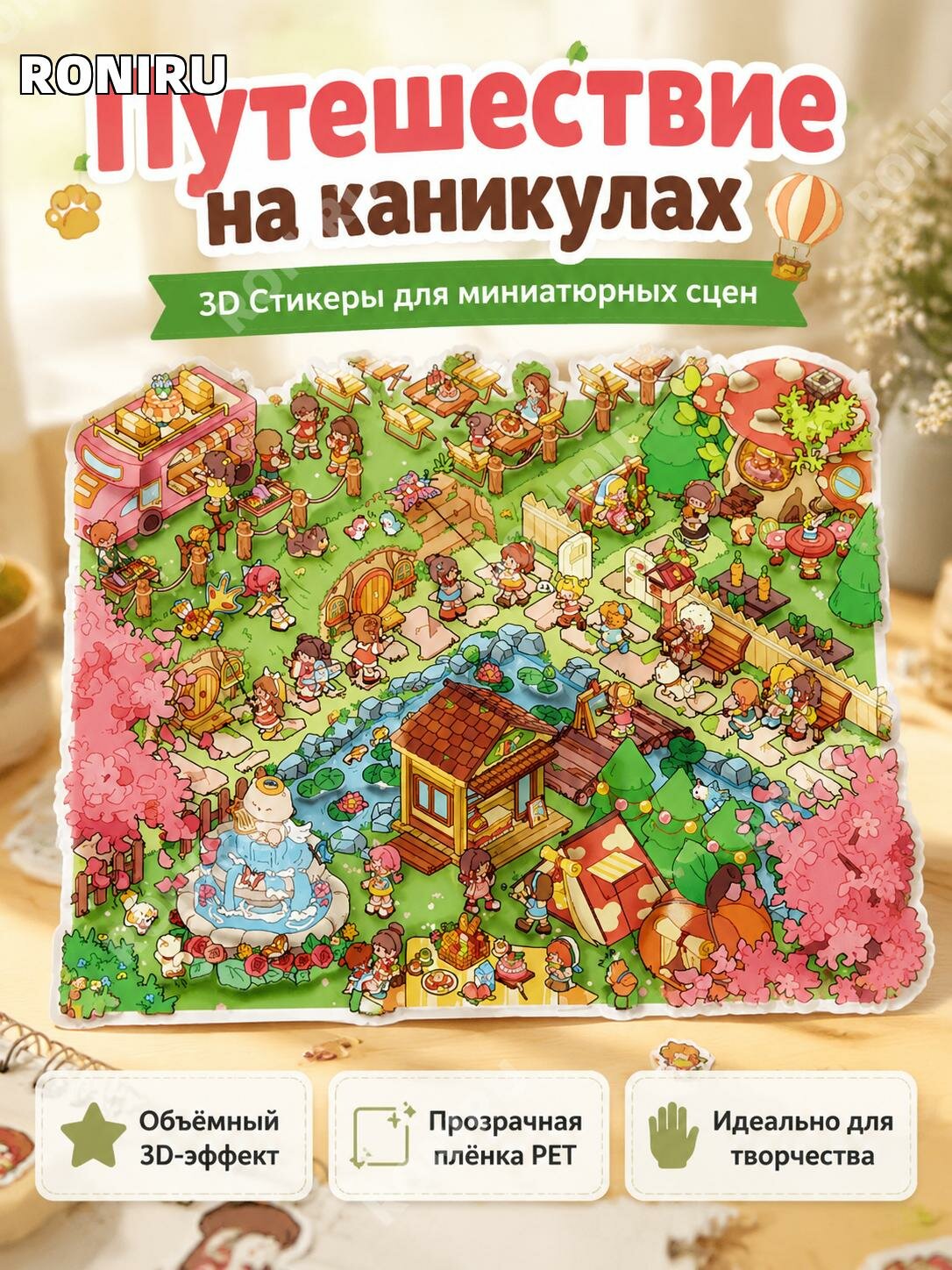 3D наклейки из PET для рукоделия, винтажная мини-сцена «Праздничный дневник»