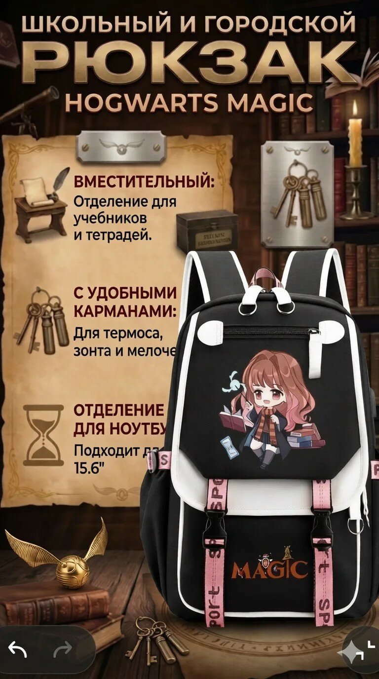 Школьный рюкзак, Гермиона, Гарри Поттер Рон Уизли