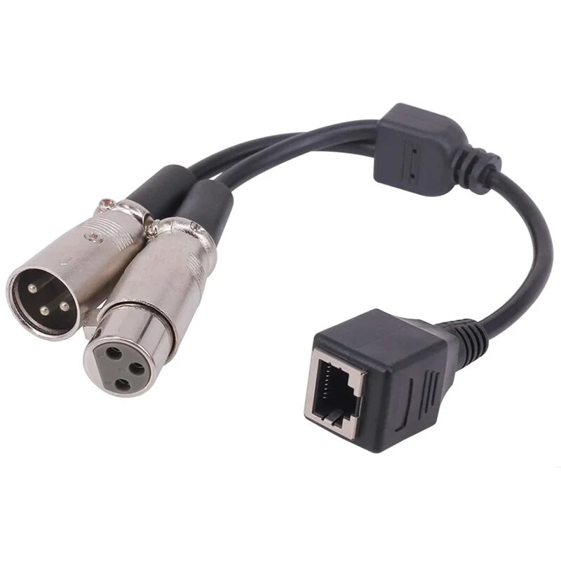 Кабель передачи сигнала Qy-Audio, RJ45 к XLR, штекер + гнездо RJ45, гнездо к XLR, штекер 0,15 м