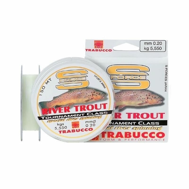 Леска монофильная TRABUCCO S-FORCE SPINNING-RIVER TROUT 150m 0,40 20,200kg цвет молочно-белый