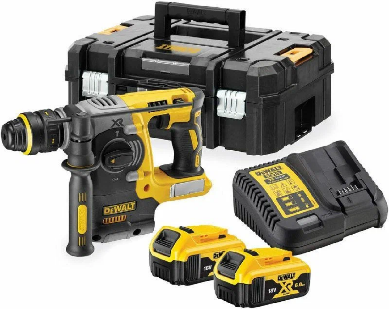 Аккумуляторный перфоратор DeWALT DCH273P2T, 18V, 2.1Дж, SDS-Plus, 2 аккумулятора, кейс