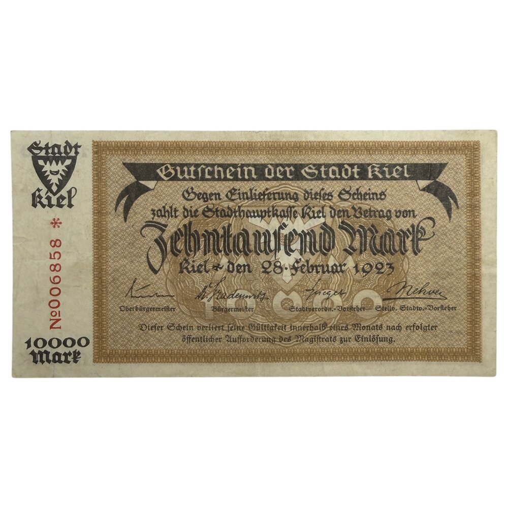 Германия (Веймарская республика) Киль 10000 марок 1923 г.