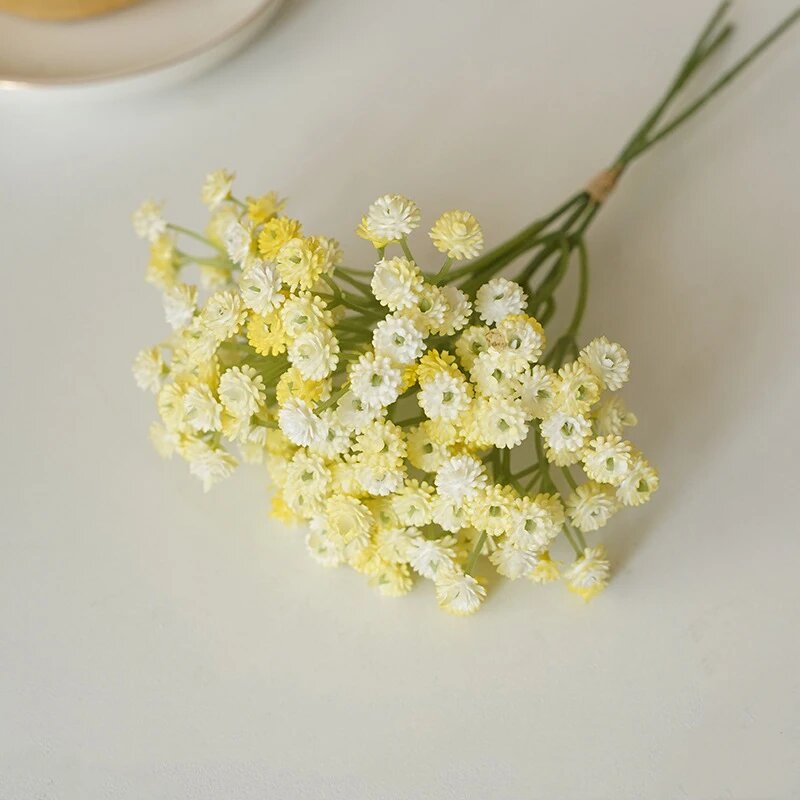 Искусственные цветы гипсофила пластик Желтый, yellow