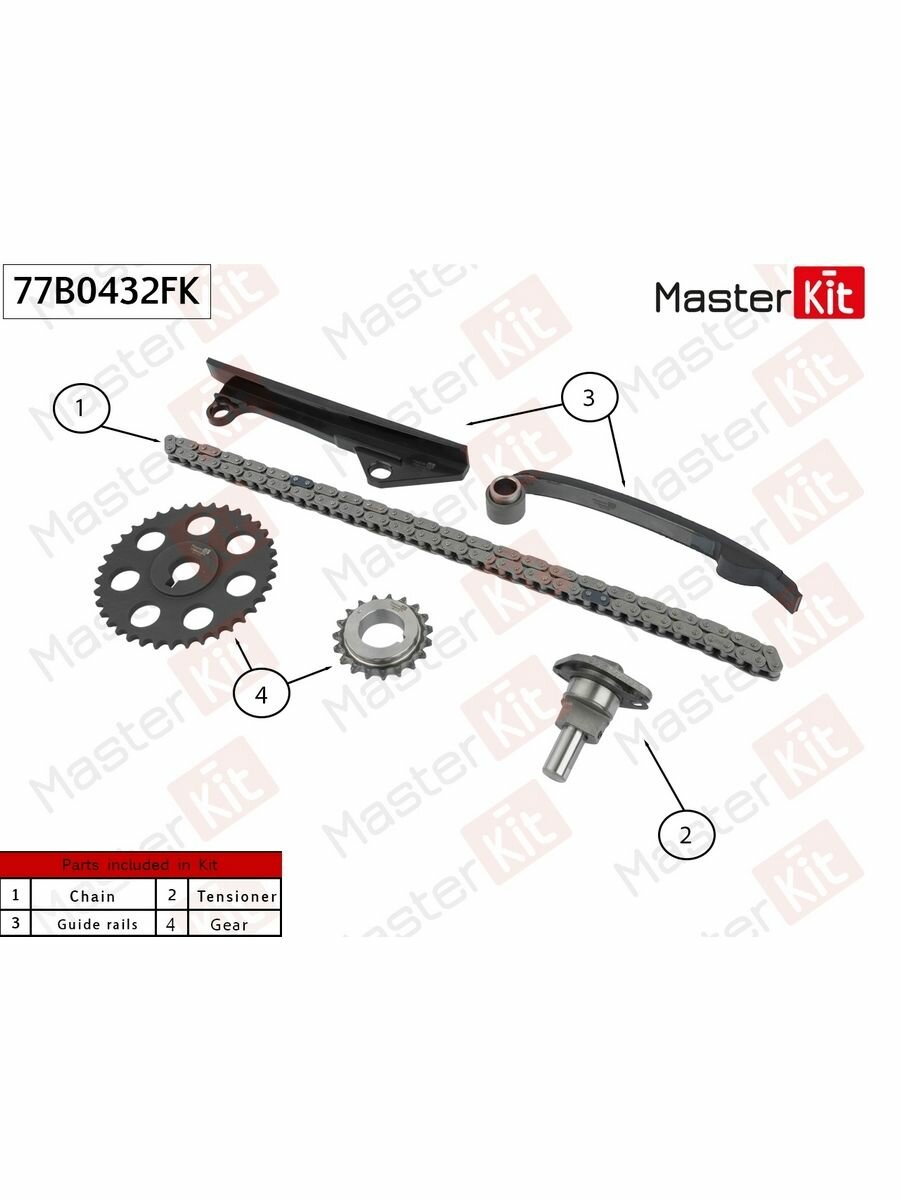 Комплект цепи ГРМ для а/м NISSAN Sunny / Ниссан Санни, MasterKit 77B0432FK