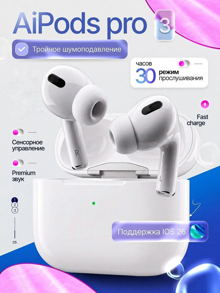 Наушники беспроводные с шумоподавлением PODS PRO 3