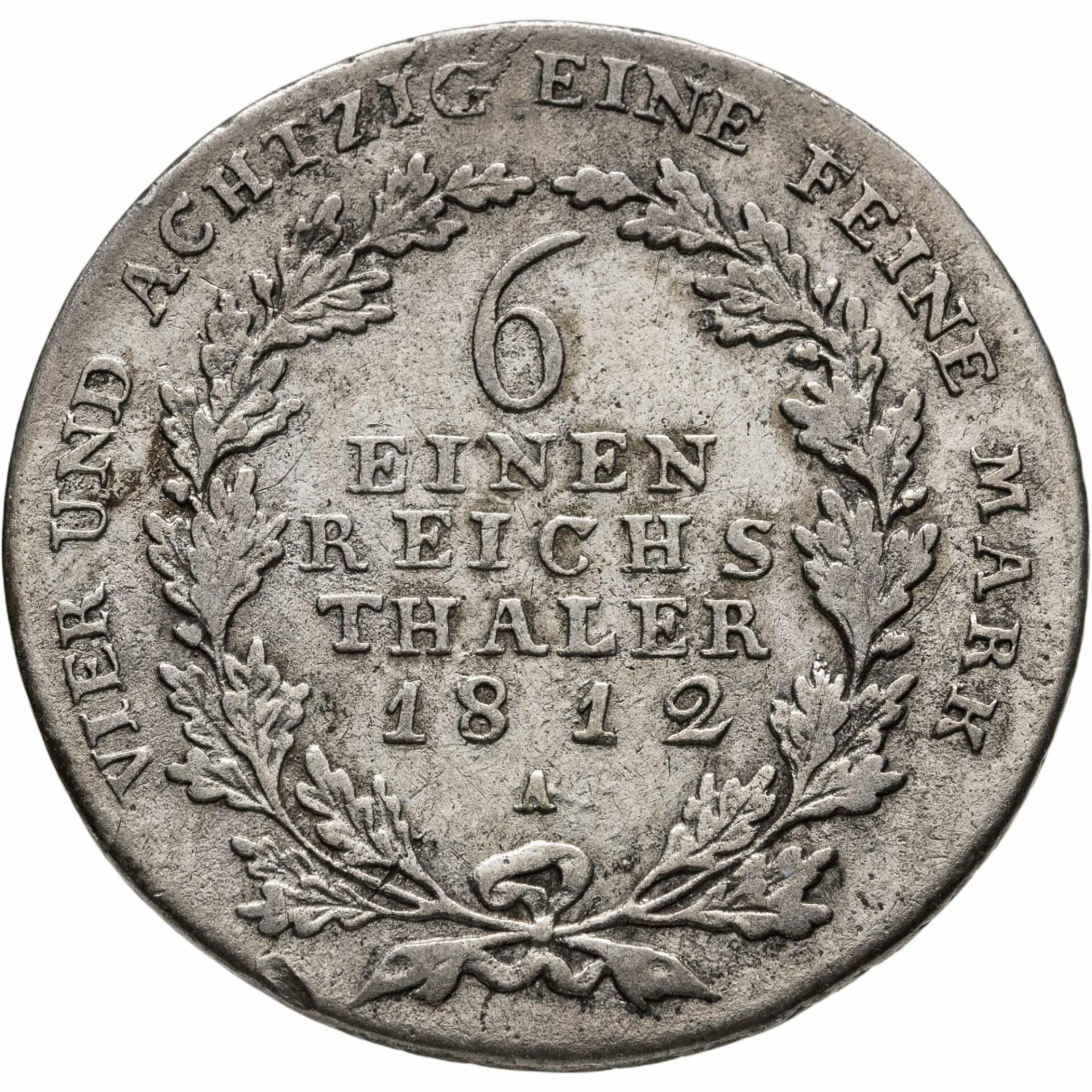 Германия, Пруссия 1/6 рейхсталера 1812, Серебро 520, в сохранности F-VF