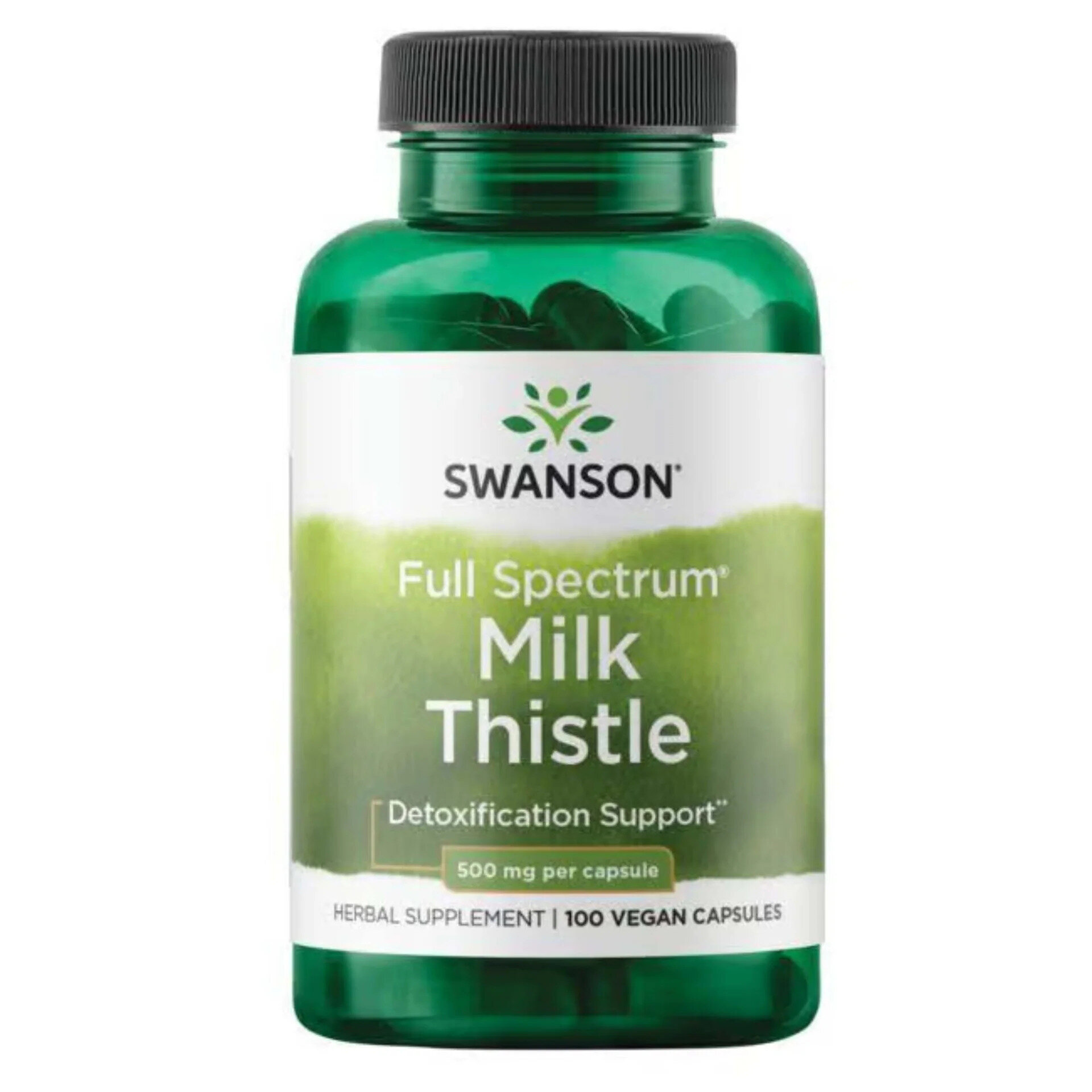 Антиоксидант Расторопша 500мг, Swanson Full Spectrum Milk Thistle, 100 капсул / Для печени, почек, похудения