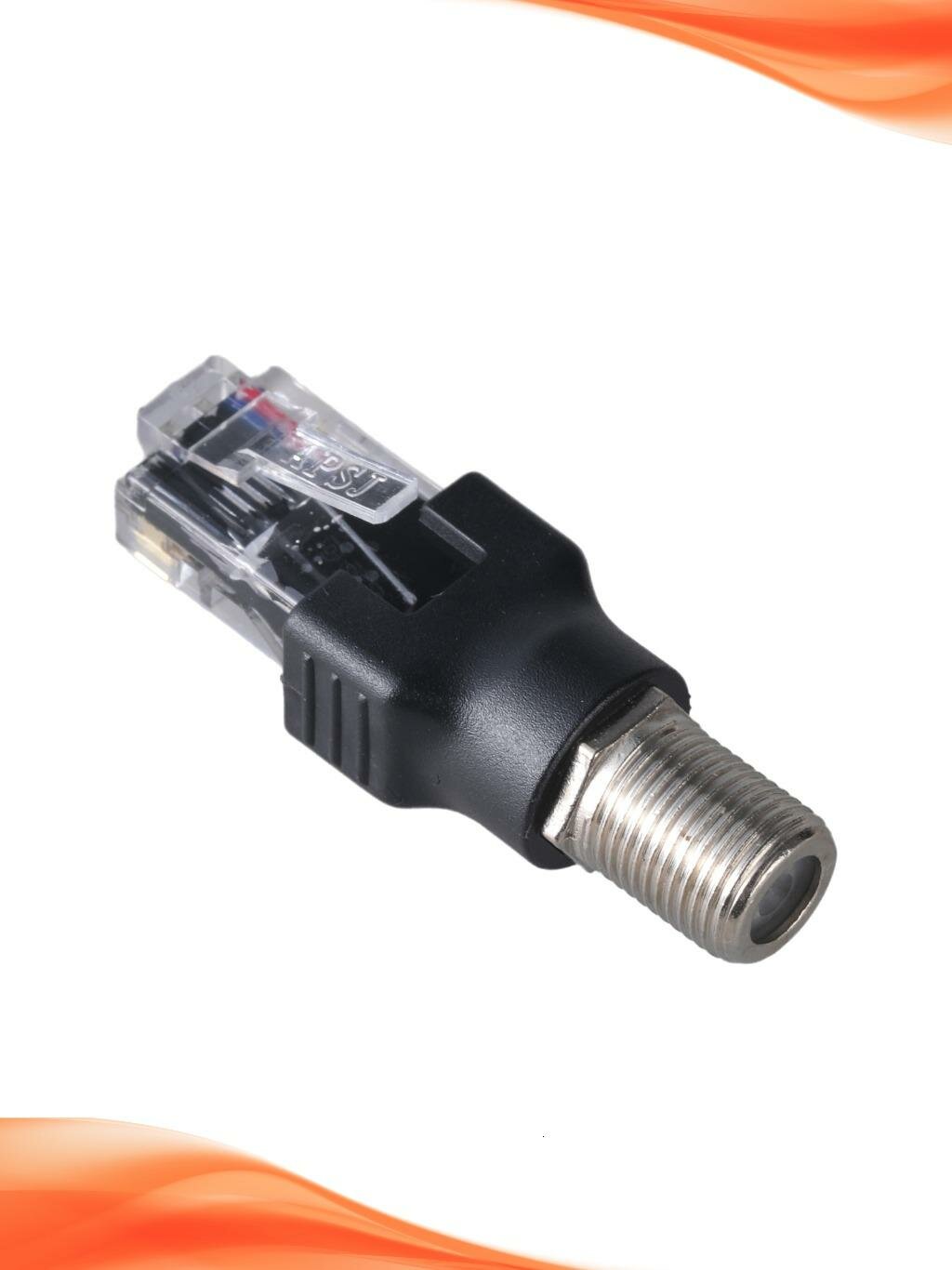 Переходник RF (F-разъем) на RJ45 (папа), Черный
