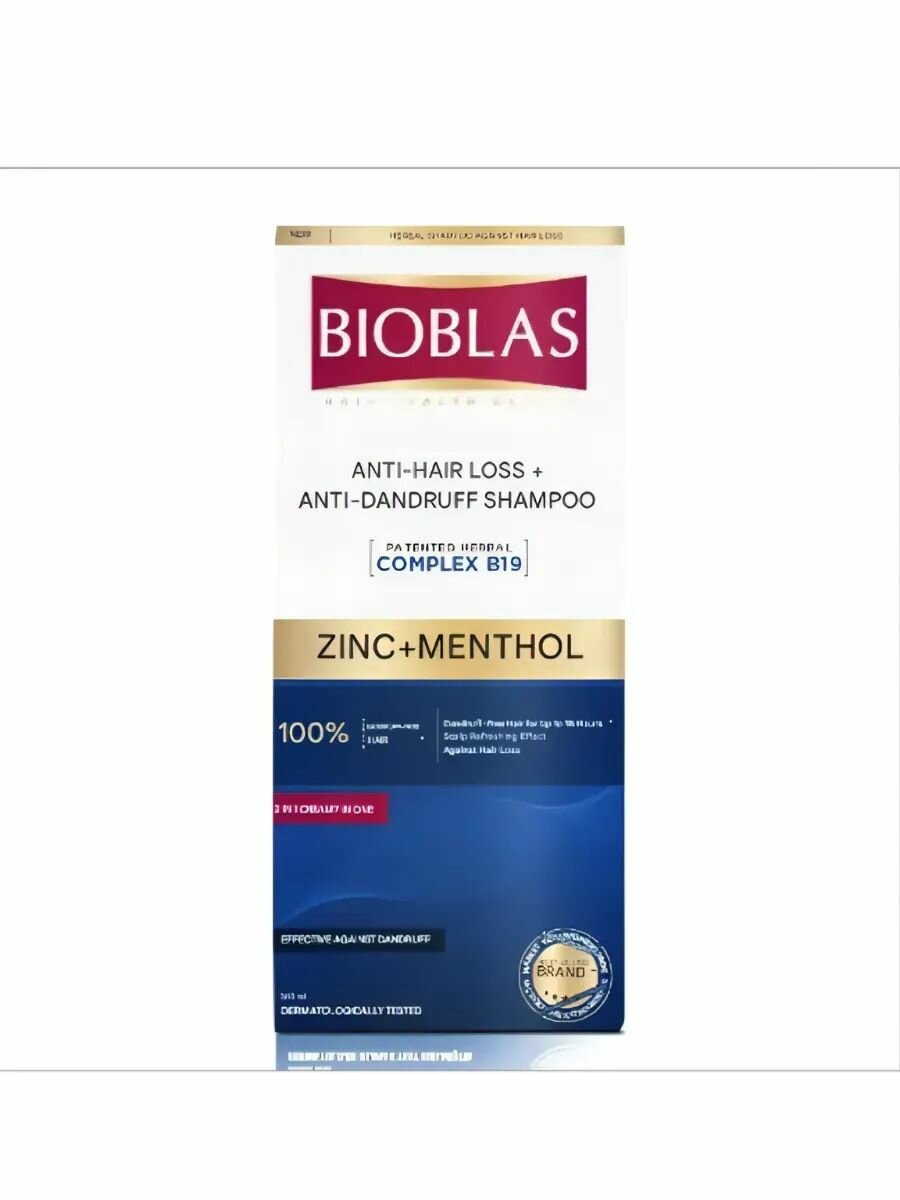 Bioblas Шампунь от перхоти и выпадения с цинком и ментолом, 360 мл.