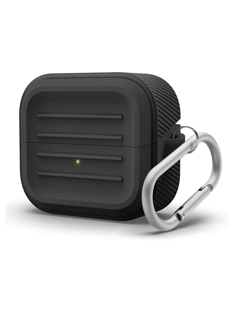 Чехол Elago Armor Silicone Hang case для наушников Samsung Galaxy Buds 3, 3 Pro силиконовый, ударопрочный, с усиленными углами, с карабином, черный