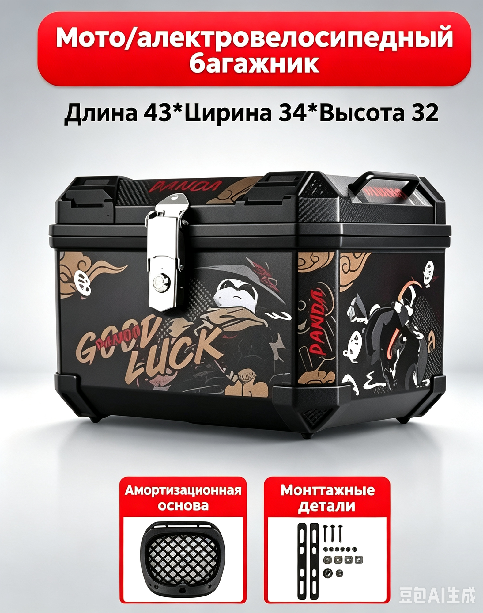 Мотокофр CYNL GS Classic, алюминий, герметичный, водонепроницаемый, черный