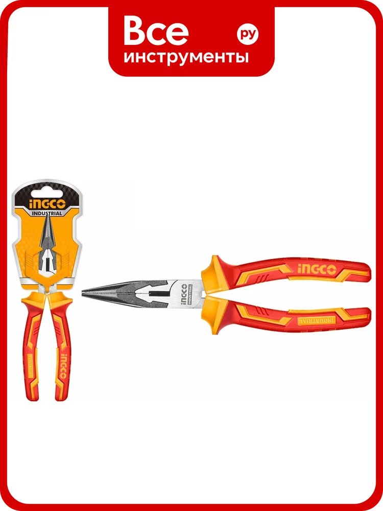 Диэлектрические длинногубцы INGCO 160 мм INDUSTRIAL HILNP28168