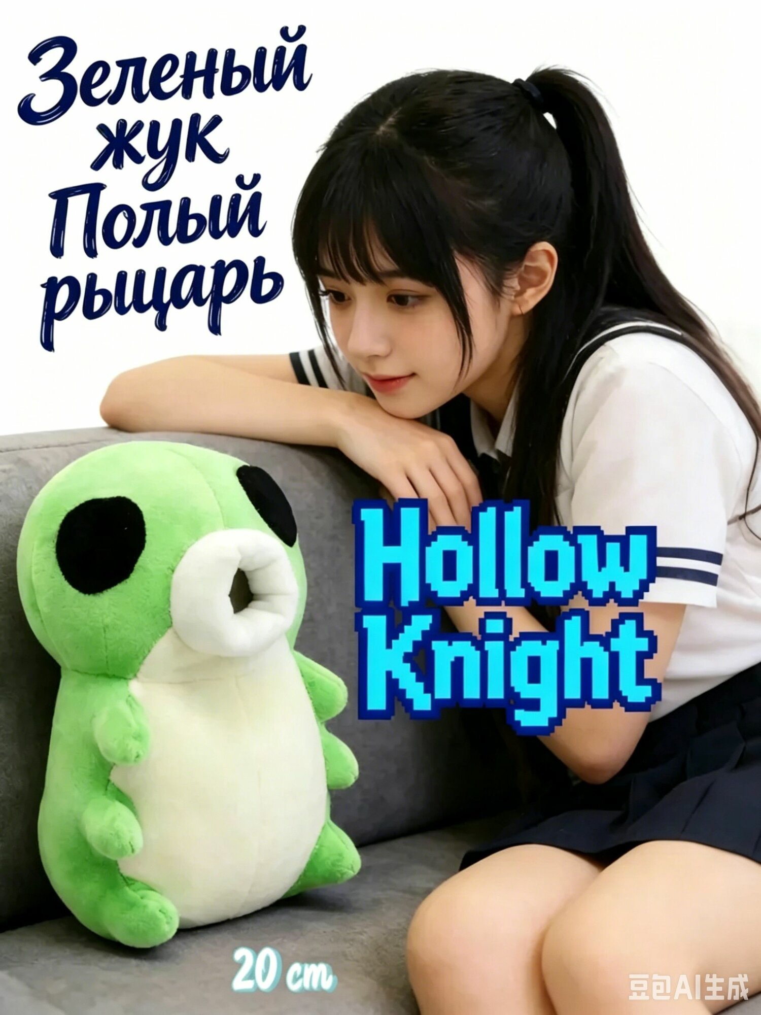 Hollow Knight Полый рыцарь 2 Песня шелковой, Зеленая гусеница плюшевой игрушки, декор для дивана, 20 cm