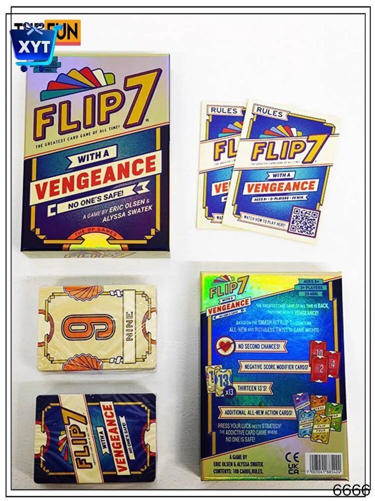 Настольная Карточная Игра Настольная Flip 7 WITH A VENGEANCE Board Game Игра (Карточная) Новая Версия Игры
