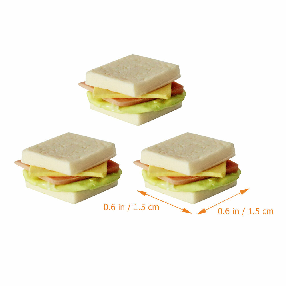 3 Штуки Мини Бутерброды Игрушки Для Детского Домика Размер 1.50X1.50X0.50Cm