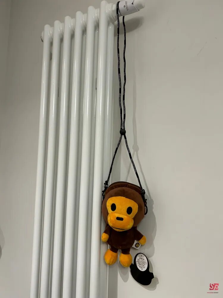 Сумка на плечо BAPE Baby Milo, коричневая, полиэстер с ПУ пропиткой, 16x10x7 см — фото 1
