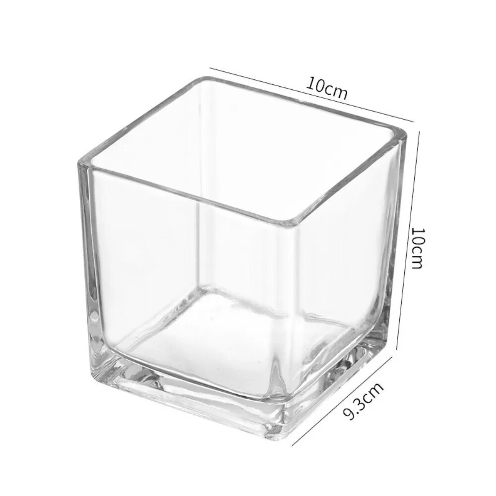 Прозрачная квадратная стеклянная ваза-кашпо 6x6 см 10x10cm