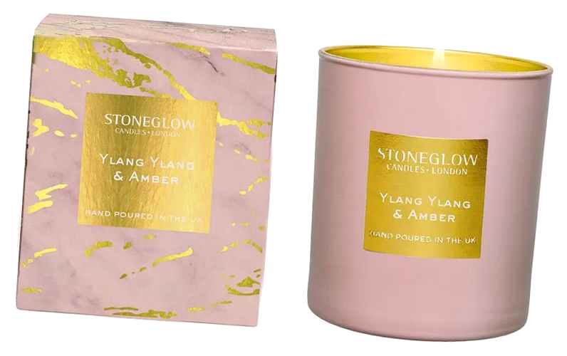 Свеча ароматическая Стоунглоу Иланг Иланг Амбра 220 гр / Stoneglow Ylang Ylang and Amber для дома
