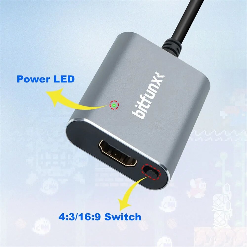Bitfunx HD-Видеоконвертер, Совместимый С HDMI, Для N64/SNES/SFC/NGC