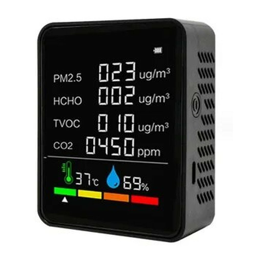 Монитор качества воздуха 6 в 1. Детектор пылевых частиц PM2.5, HCHO, TVOC, СО2, температуры и влажности.-Dapp