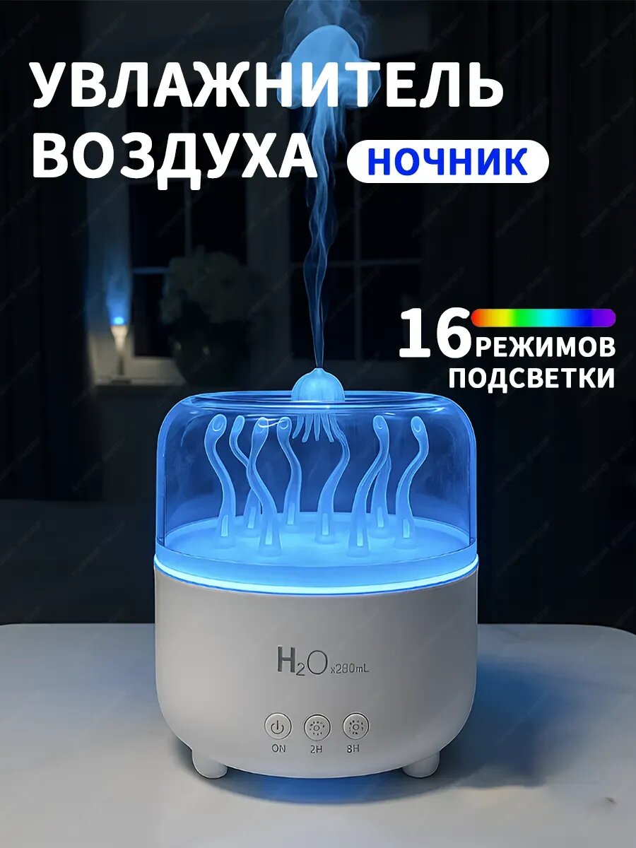 Мини‑увлажнитель‑диффузор 280 мл, ночник 7‑цветов, пульт ДУ, ароматерапия, для спальни, офиса и авто