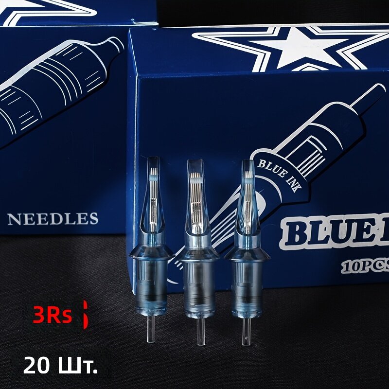 Одноразовые картриджные иглы для татуировки, 20 шт, модель 1203RS, толщина 0,35 мм, для перманентного макияжа и боди-арта