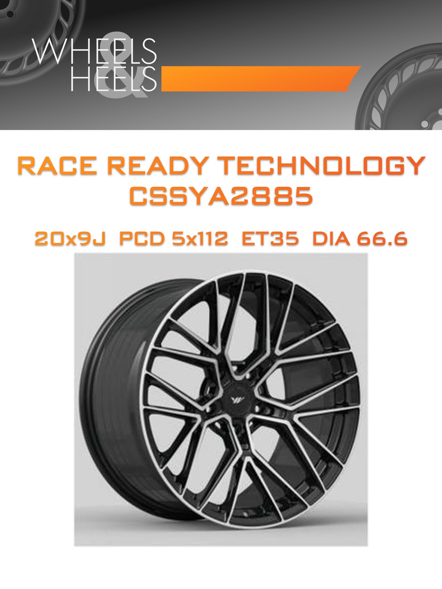 Диск Race Ready Technology CSSYA2885 20x9 5x112 et35 dia66.6 Чёрный глянец с проточкой, затемненный лак
