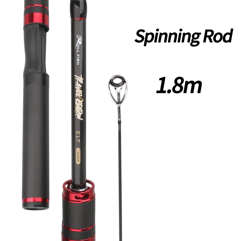 ROLLFISH Ultralight Телескопическая удочка из углерода ML класса spinning1.8m