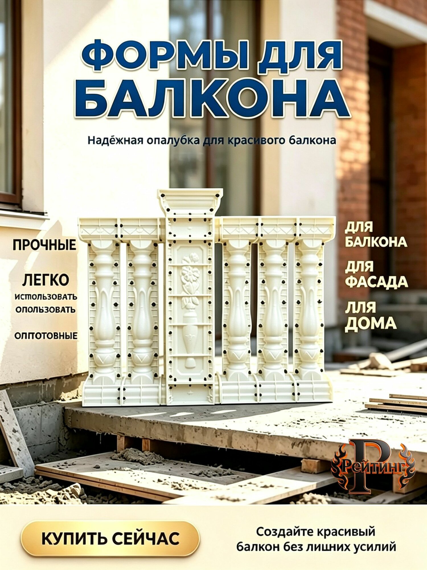 Комплект пластиковых форм балясин для балкона1 дома-789456789