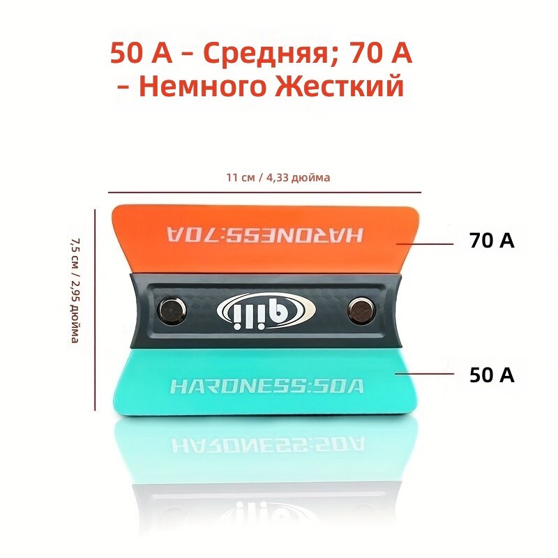 Набор инструментов для оклейки авто с двусторонней лопаткой и магнитными инструментами для заправки, регулируемые и съемные, подходят для материалов разной жесткости, модель 50A-70A, оранжево-синий, трапециевидная форма