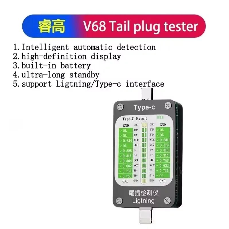 Тестер разъемов QIANLI V68 Type-C Lightning