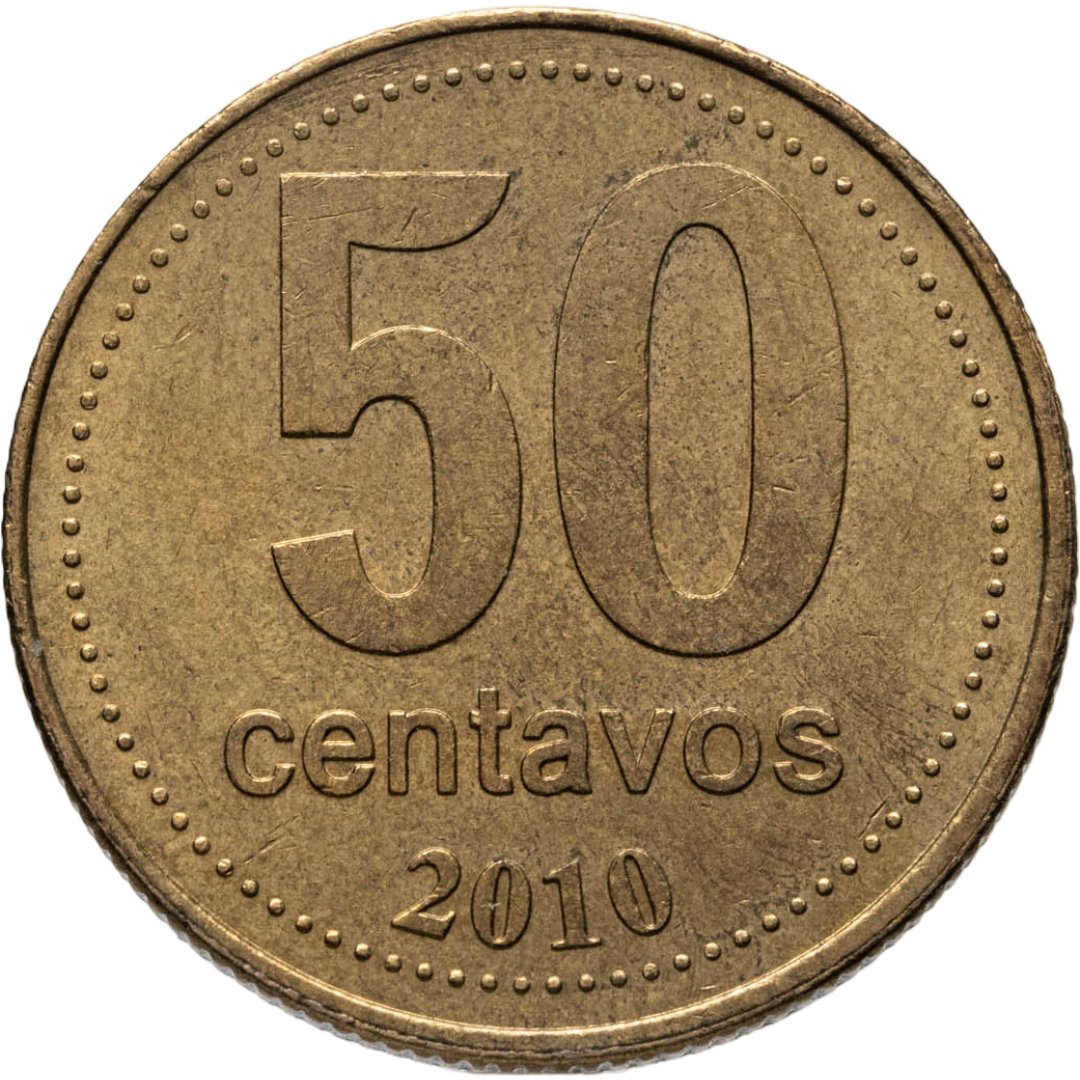 Аргентина 50 сентаво centavos 2010, Алюминиевая бронза, в сохранности AU