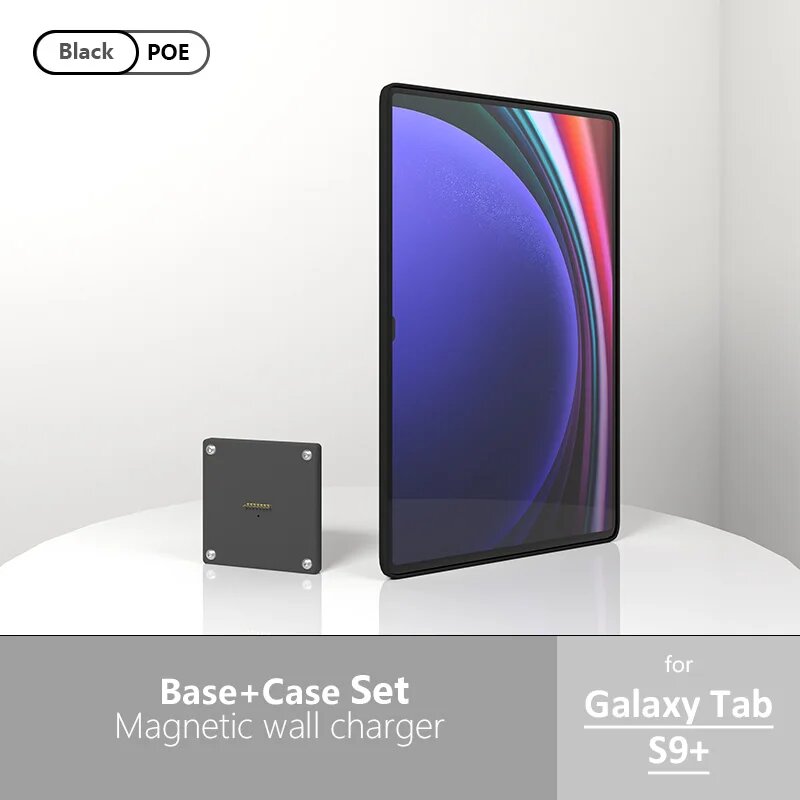 Держатель с зарядкой на стену для Samsung Galaxy Tab S9 Plus, черный