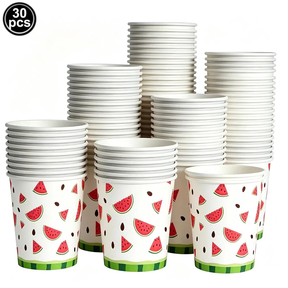 Бумажная посуда для вечеринки в стиле арбуз 30pcs cups
