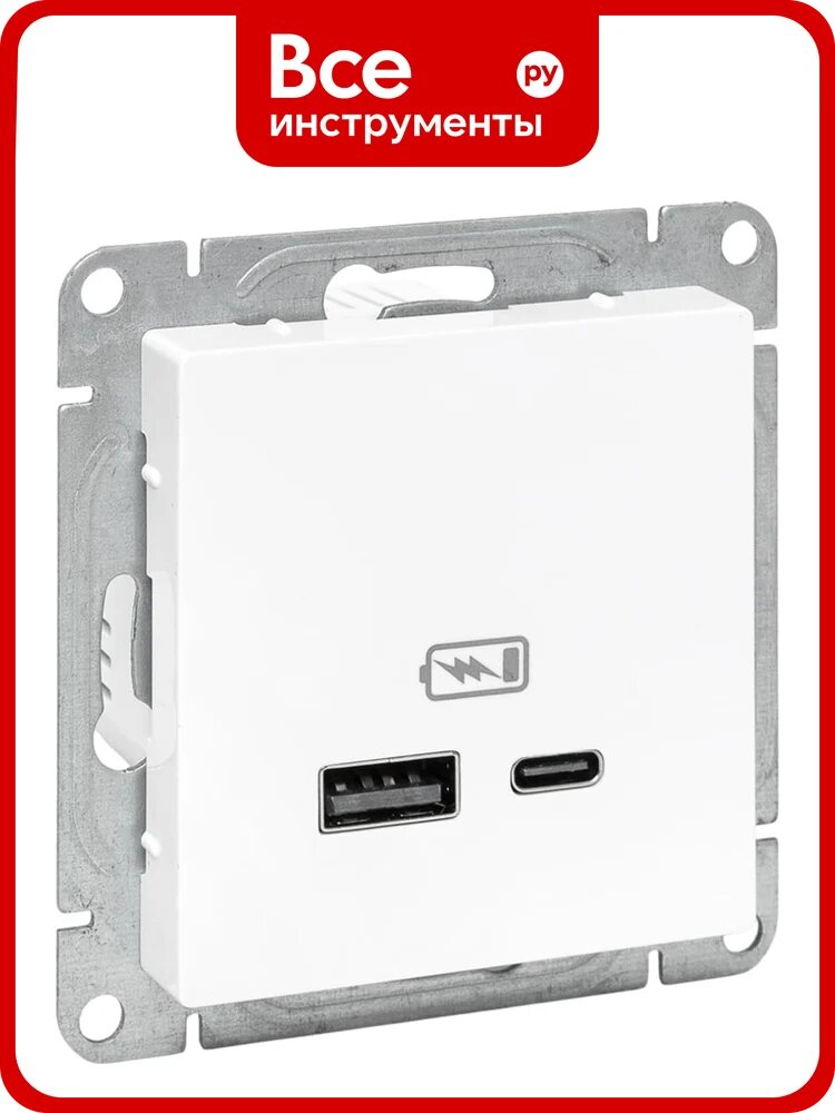 Механизм розетки EKF USB-A+С, белый Эпика UP1-SOW-USBA+USBC
