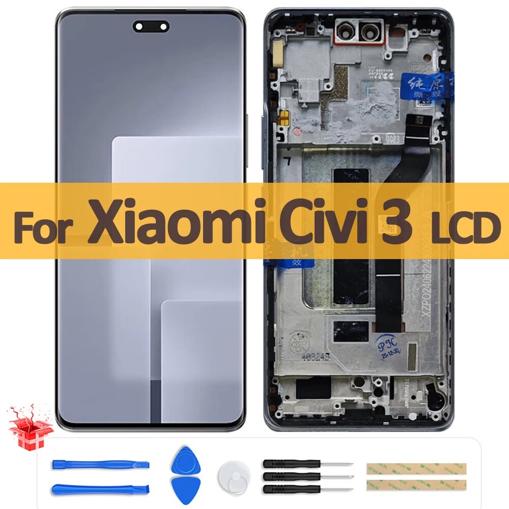 6,55-дюймовый AMOLED-дисплей для Xiaomi Civi 3 Civi3, ЖК-дисплей с сенсорным экраном и дигитайзером в сборе для Xiaomi Civi3 23046PNC9C, замена экрана
