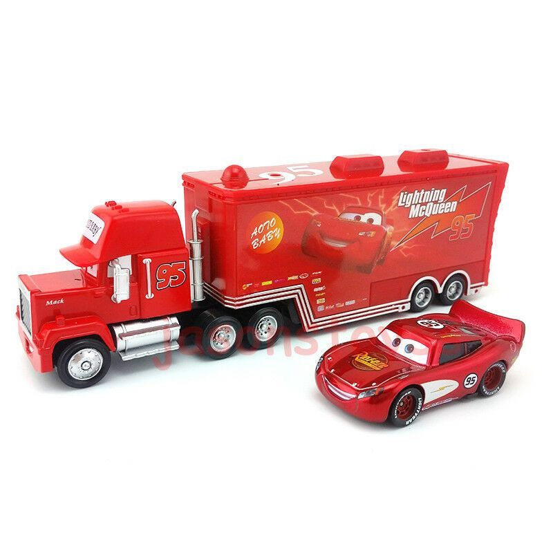 Набор игрушек для детей: машинки из сплава и пластика Pixar Cars с ярким дизайном, включая грузовик Mack, молнию Маккуин, короля Джексона