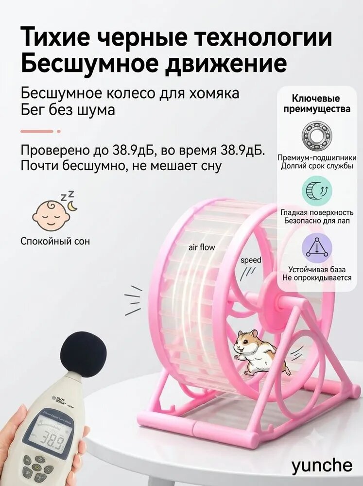 Бесшумное антизацепное беговое колесо для хомяка (закрытое), спортивный шар для сирийских хомяков, товары и игрушки для грызунов