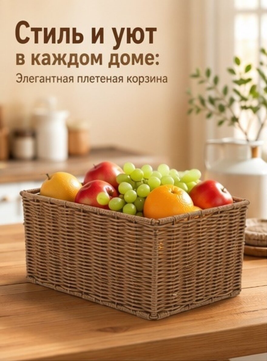Корзина Для Фруктов И Хлеба Ручной Работы Из Прочного Материала 30X20X15Cm