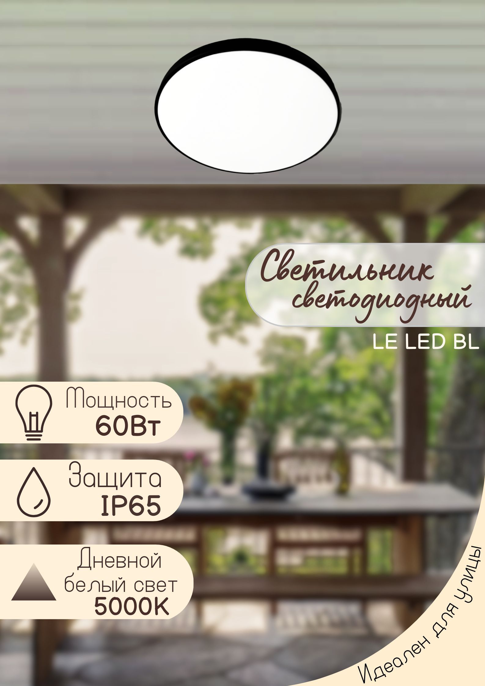 Светильник светодиодный LE LED BL IP65 60W (Черный)