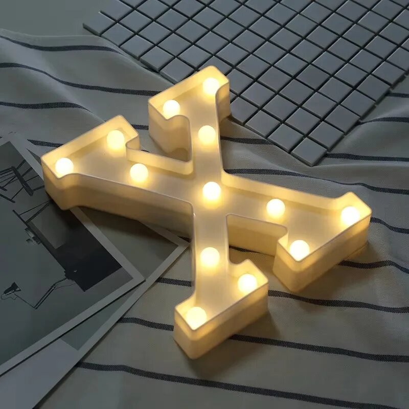 LED ночник буква X, 16см, теплый белый, Желтый