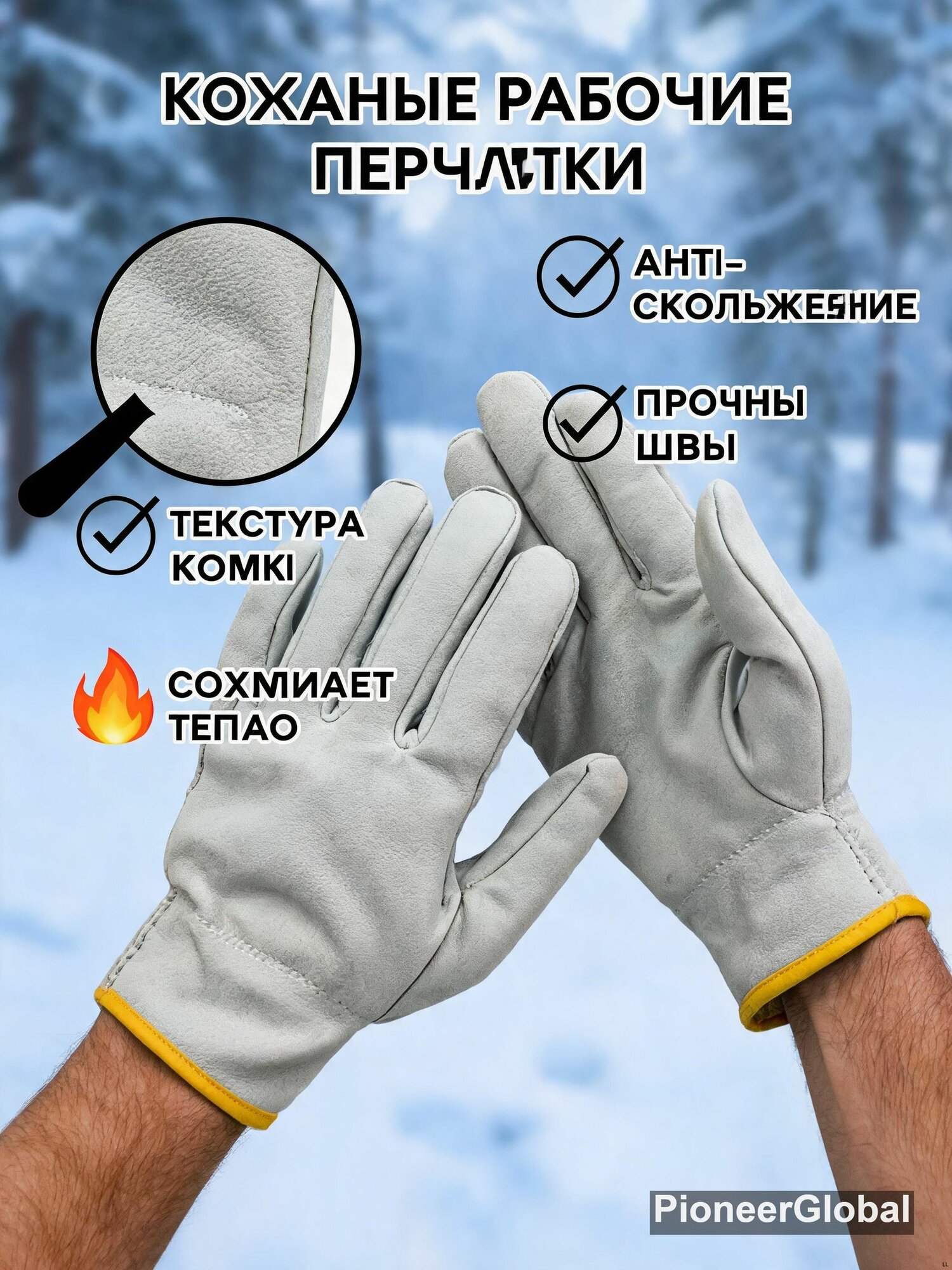 Перчатки рабочие кожаные